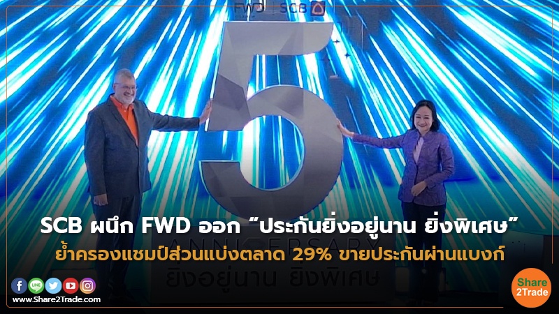 SCB ผนึก FWD ออก“ประกันยิ่งอยู่นาน ยิ่งพิเศษ” ย้ำครองแชมป์ส่วนแบ่งตลาด 29%ขายประกันผ่านแบงก์ ...